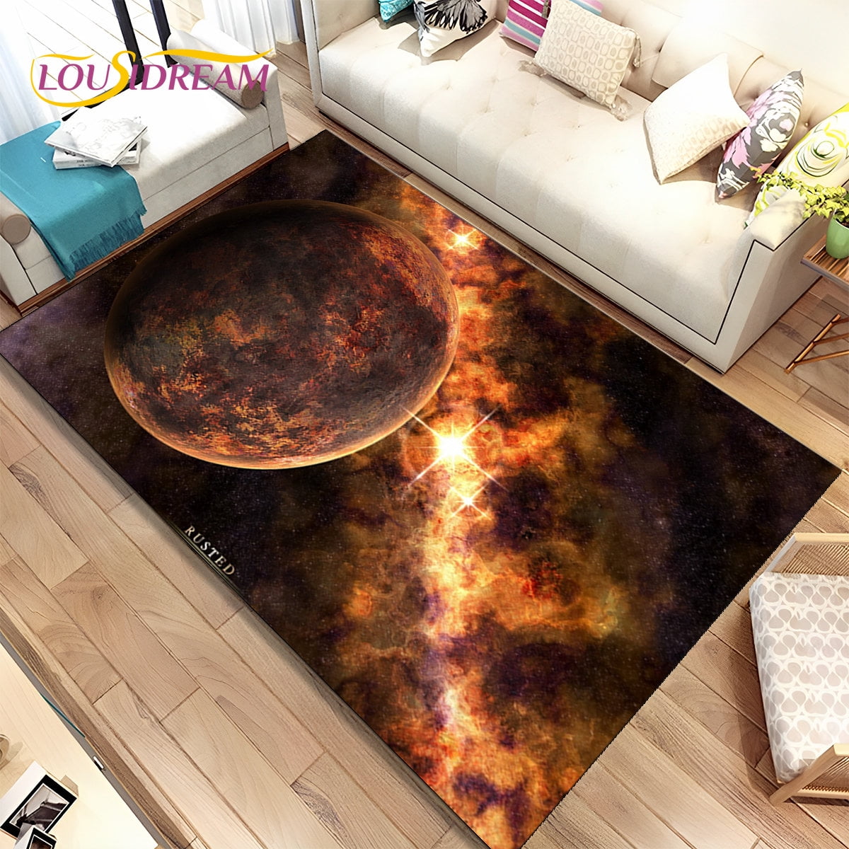 3D Space Fixed Stars Galaxy Earth Area Rug Carpet Rug for Home Living ...