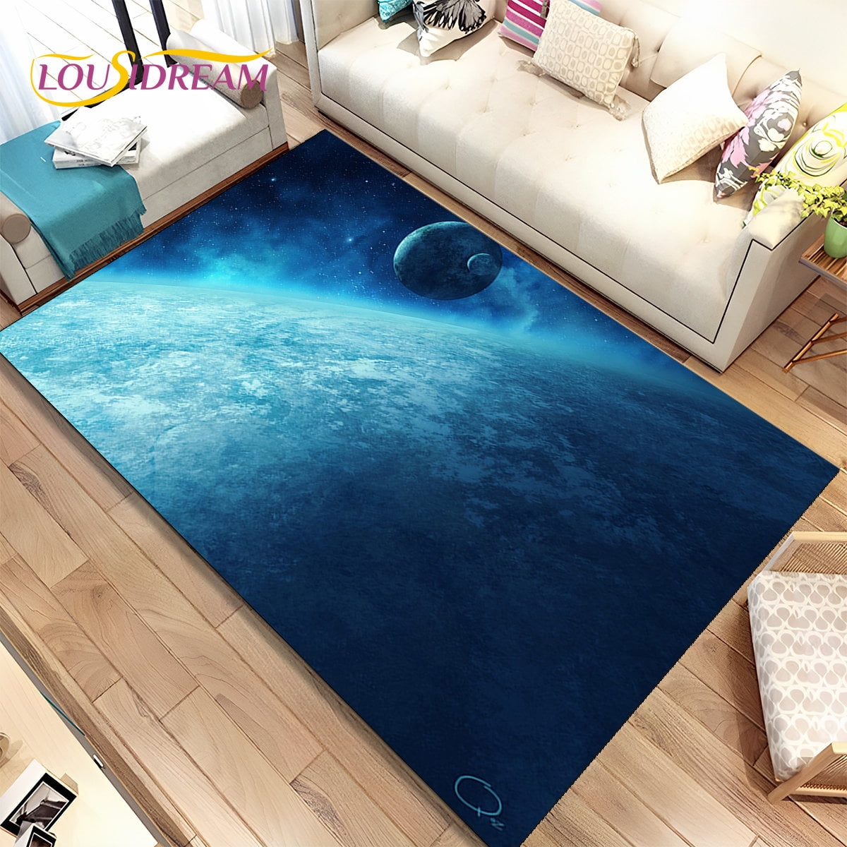 3D Space Fixed Stars Galaxy Earth Area Rug Carpet Rug for Home Living ...