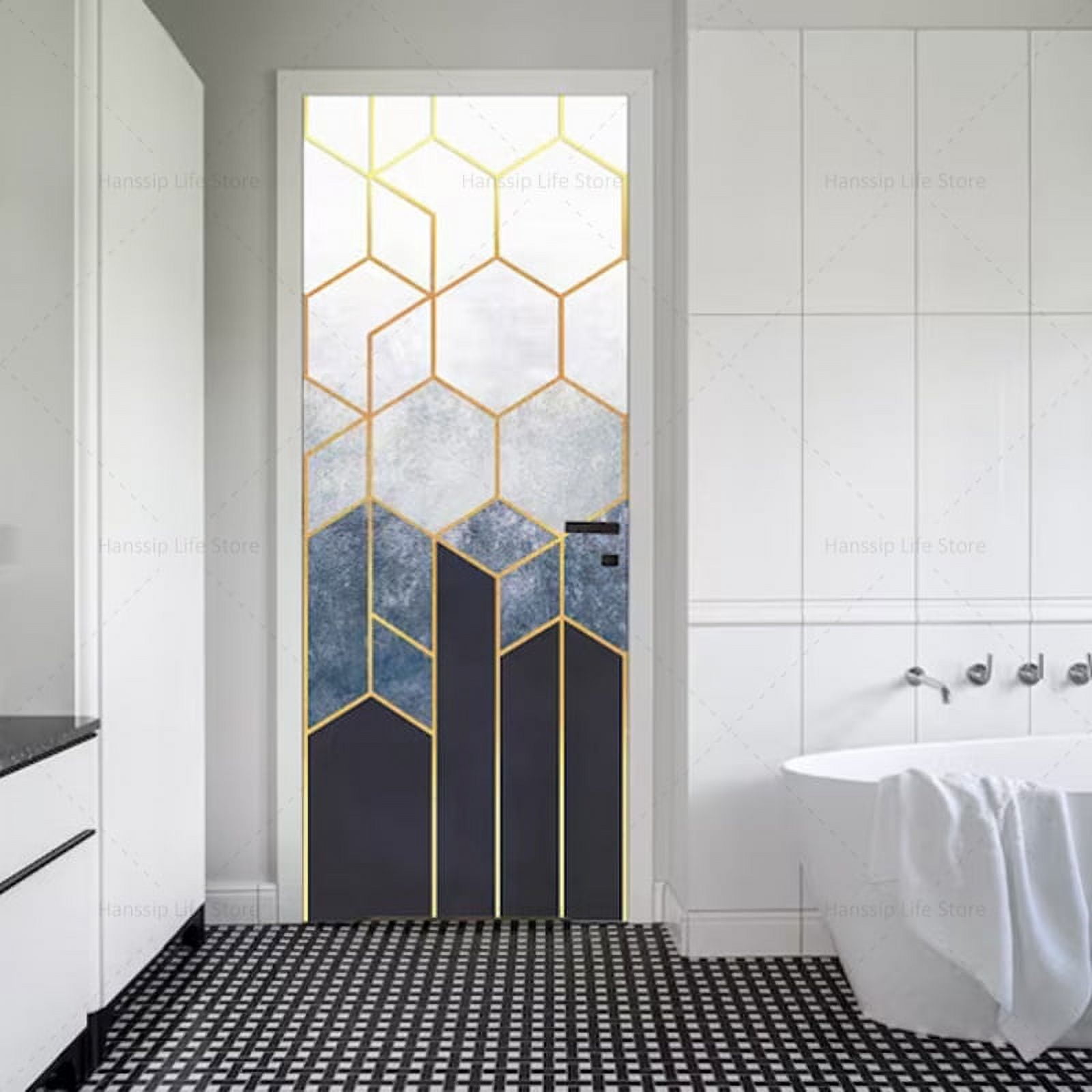 3D Space Geometric Door Sticker Visual Pattern Vinyl PVC Waterproof ...