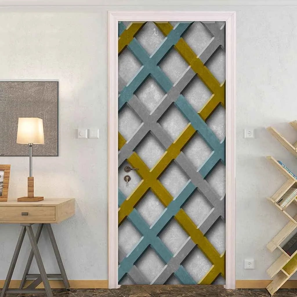 3D Space Sphere Door Stickers Wallpaper Solid Geometry Door Sticker ...