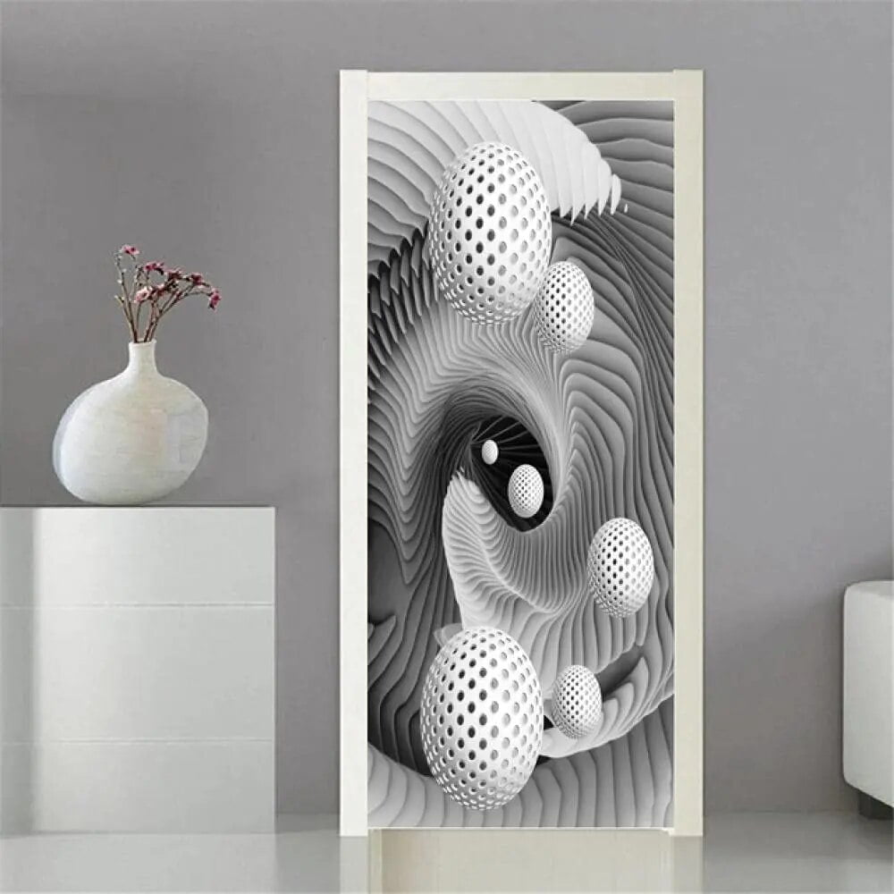 3d Space Sphere Door Stickers Wallpaper Solid Geometry Door Sticker