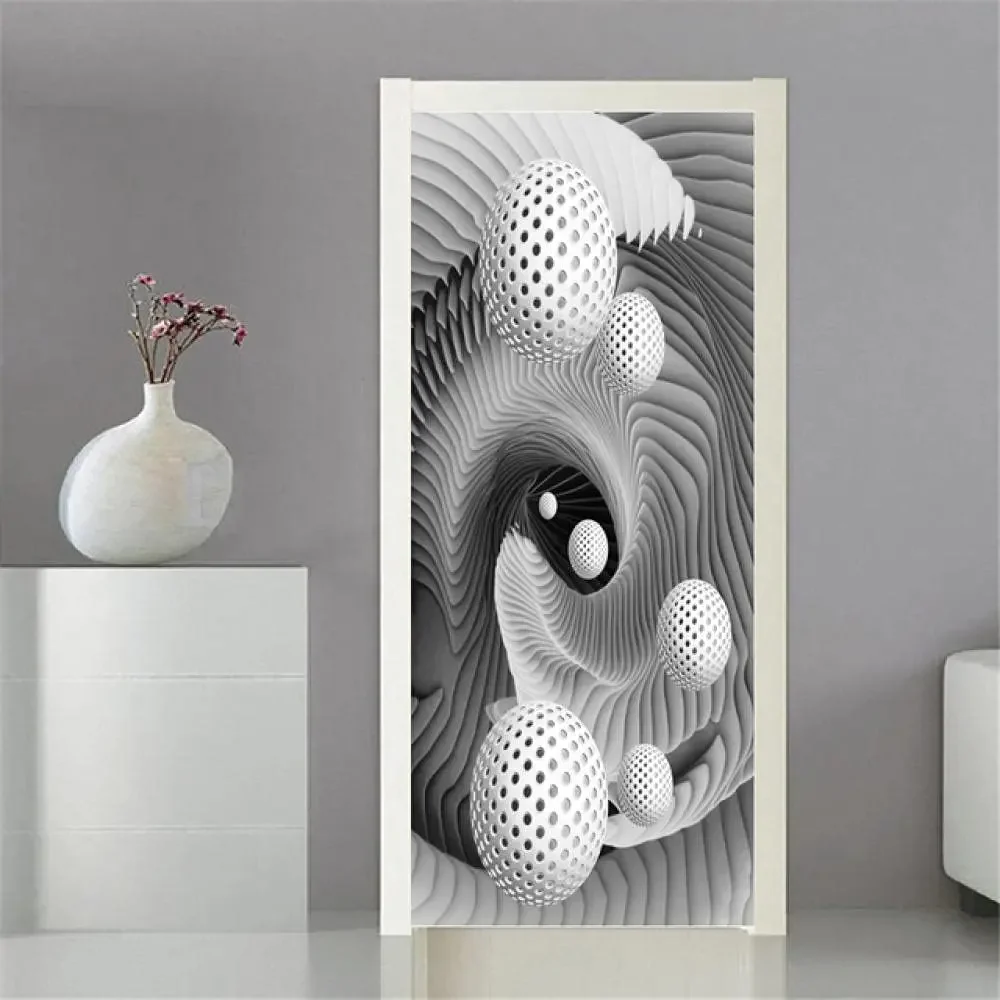 3D Space Sphere Door Stickers Wallpaper Solid Geometry Sticker Mural ...