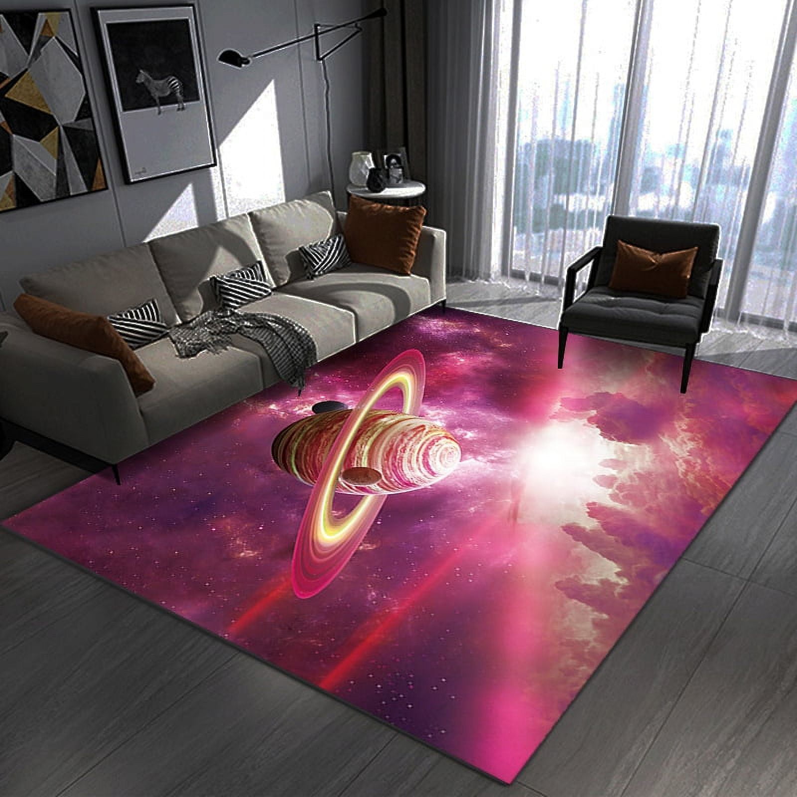 3D Space Universe Planet Floor Mat Soft Flannel Large Size Carpets for ...