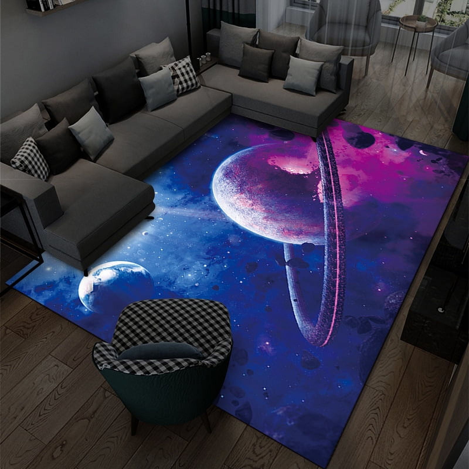 3D Space Universe Planet Floor Mat Soft Flannel Large Size Carpets for ...