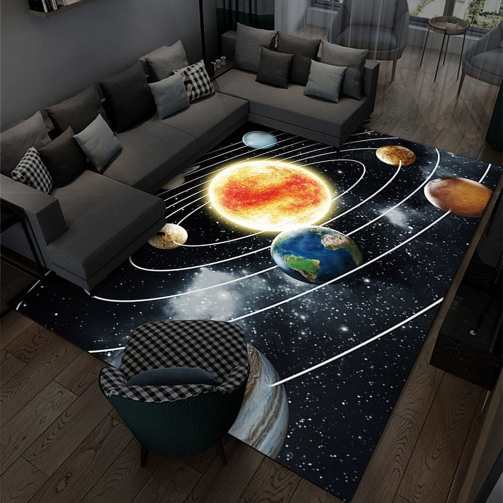 3D Space Universe Planet Floor Mat Soft Flannel Large Size Carpets for ...