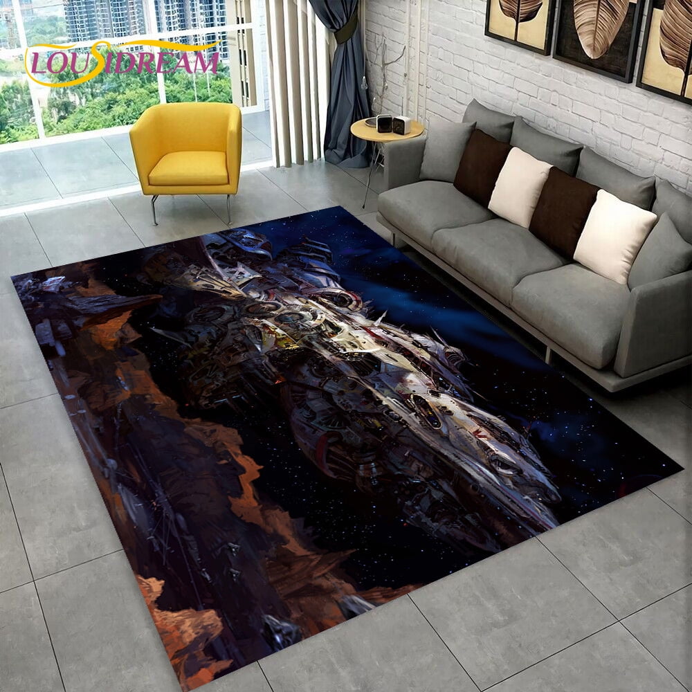 3D Spaceship Spacecraft UFO Cartoon Carpet Rug for Home Living Room ...