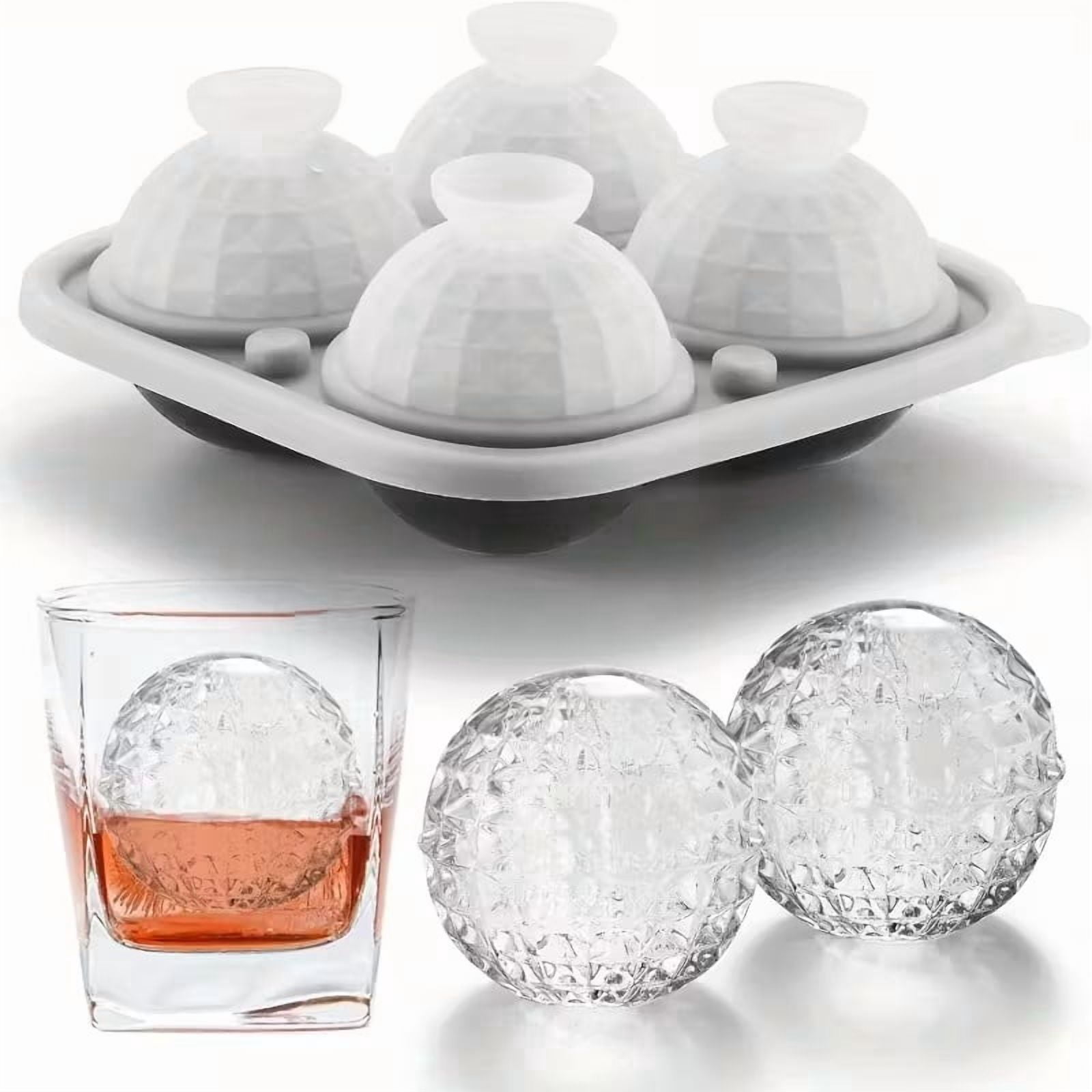 3D Spherical Ice Cube Mold - Large Silicone Whiskey Mold with Funnel ...