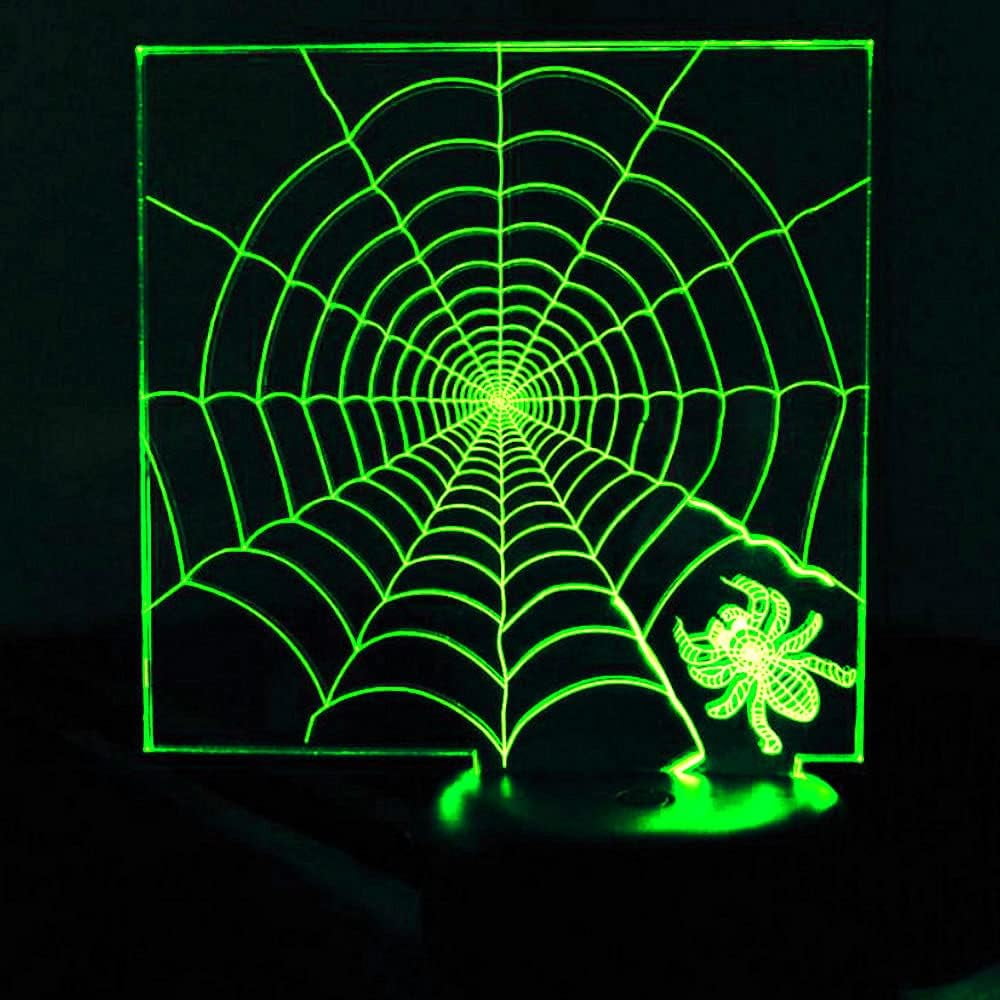 3D Spider Night Light Table Desk Optical Illusion Lamps 7 Color ...