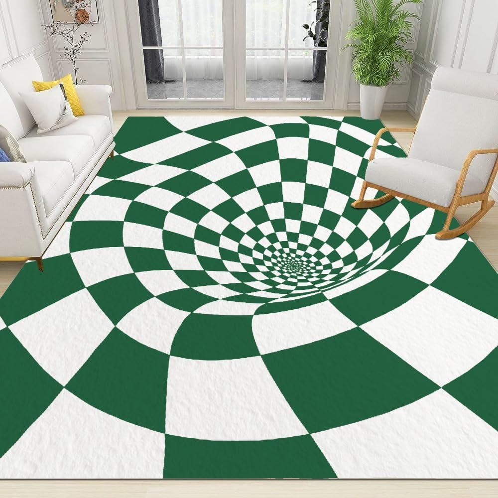 3D Spiral Vortex Area Rug Realistic Visual Effects Living Room Rug Soft ...