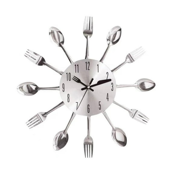 3D Spoon Fork Wall Clock Removable Modern Metal Clock Electronic ...