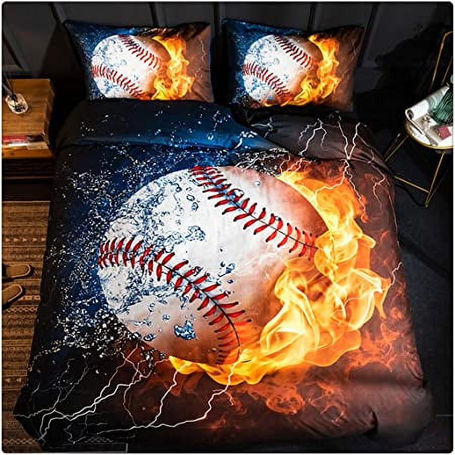Ufehaho 3D Sports Baseball Bedding Set, Queen Size, 100% Microfiber ...