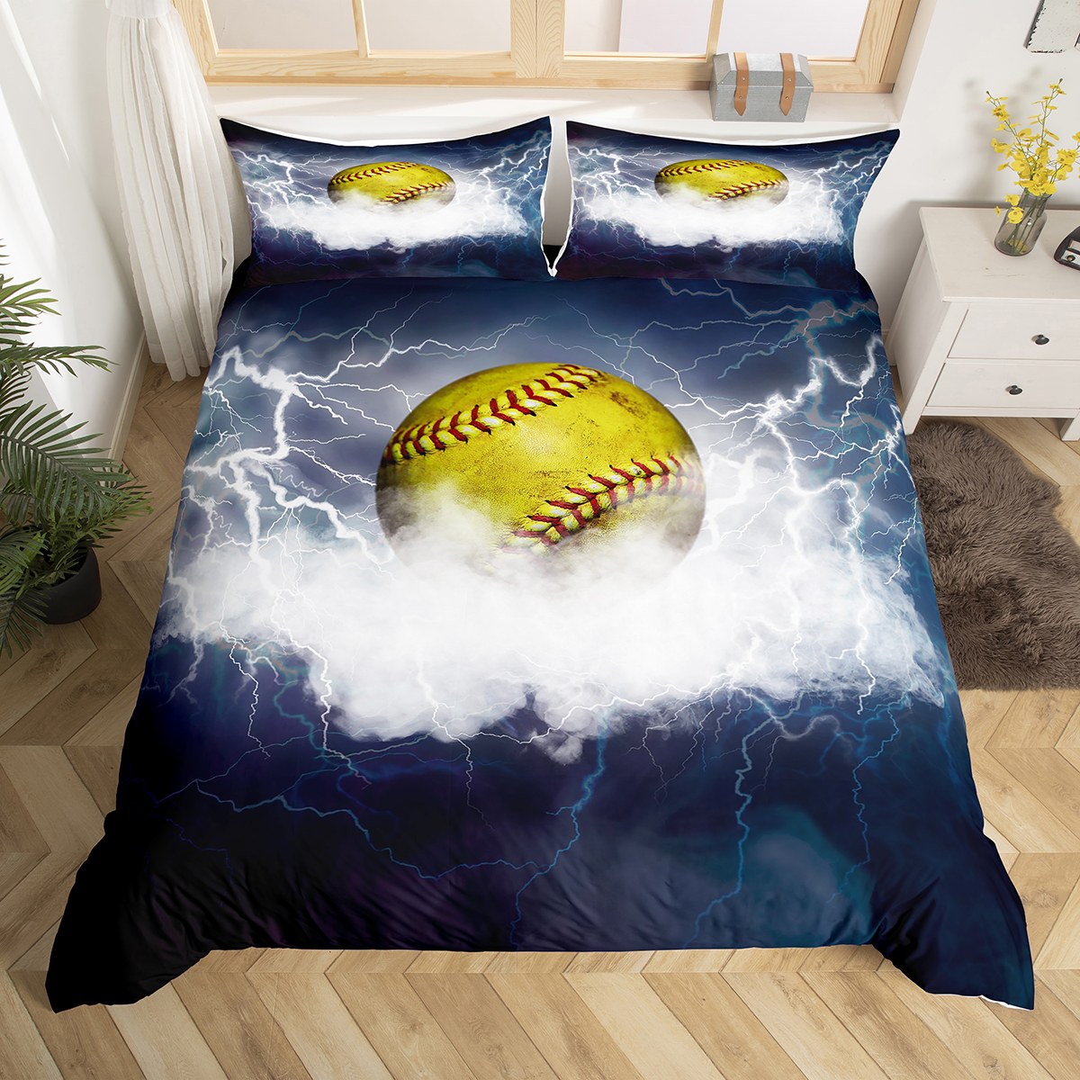 3D Sports Softball Duvet Cover Ball Sports Theme Queen Size Comforter ...