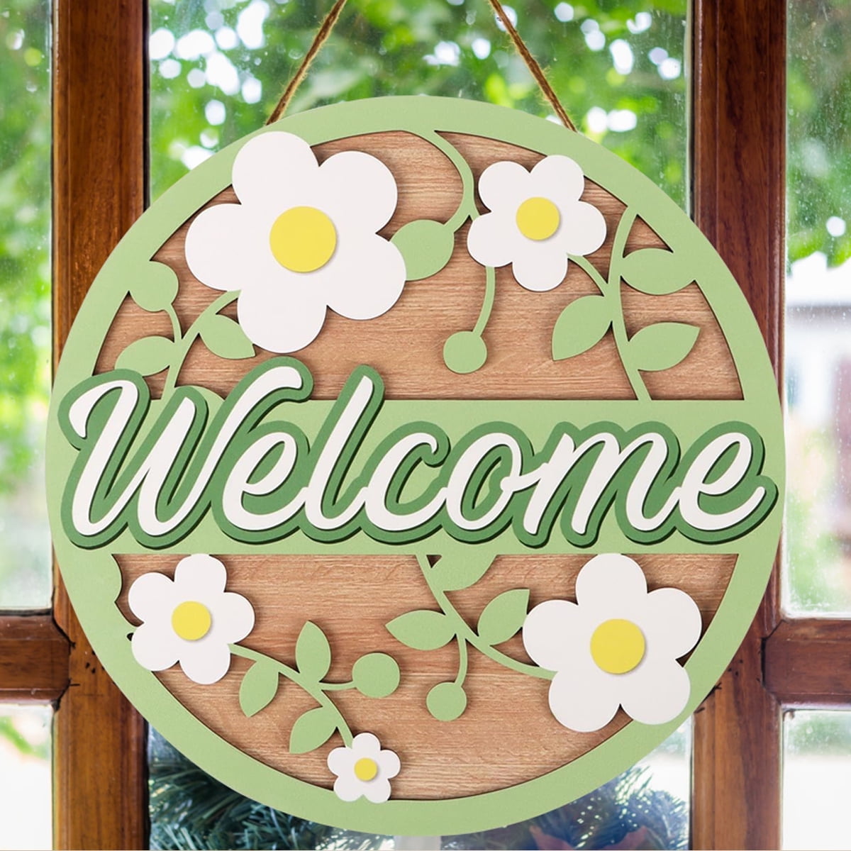 3D Spring Welcome Wreath Greenery Spring Porch Wall Decor(11”X11 ...