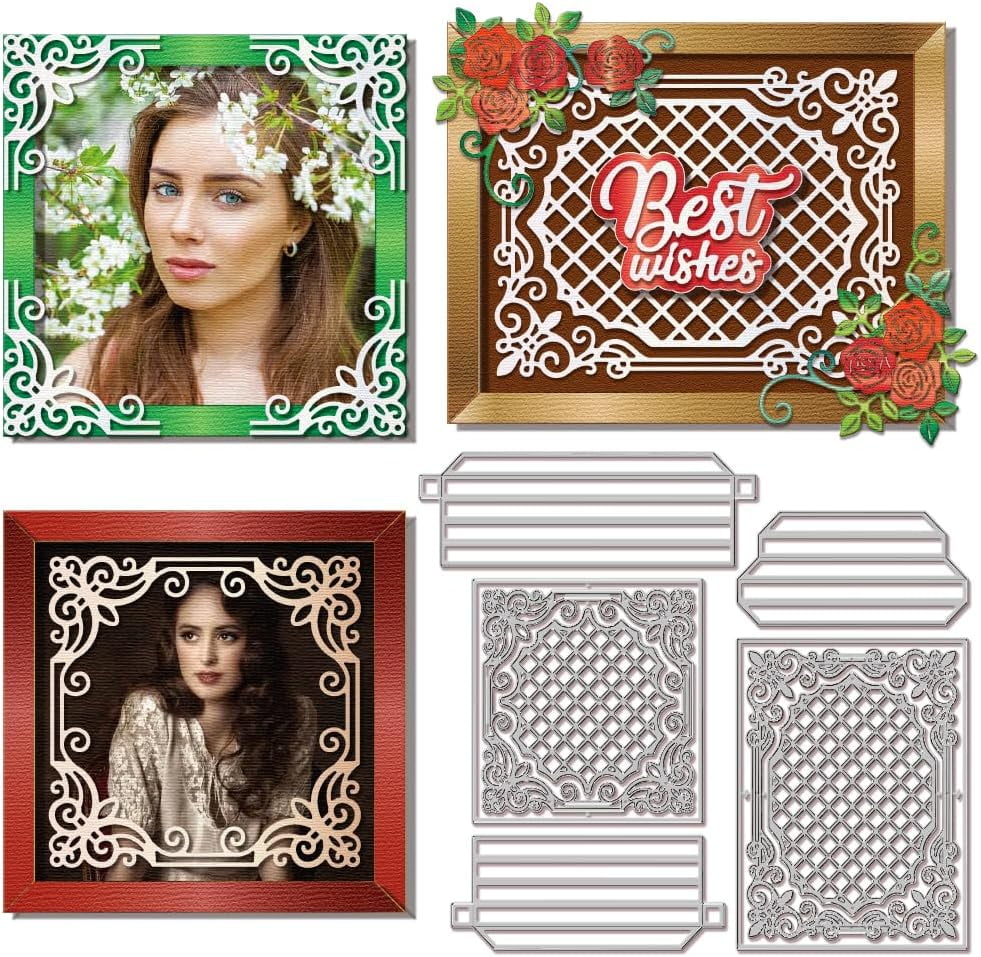 3D Square Box Cutting Dies Metal Photo Frame Die Cuts Grid Frame ...