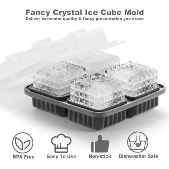 3D Square Ice Cube Tray, Large Square Silicone Fun Shapes Whiskey Ice ...