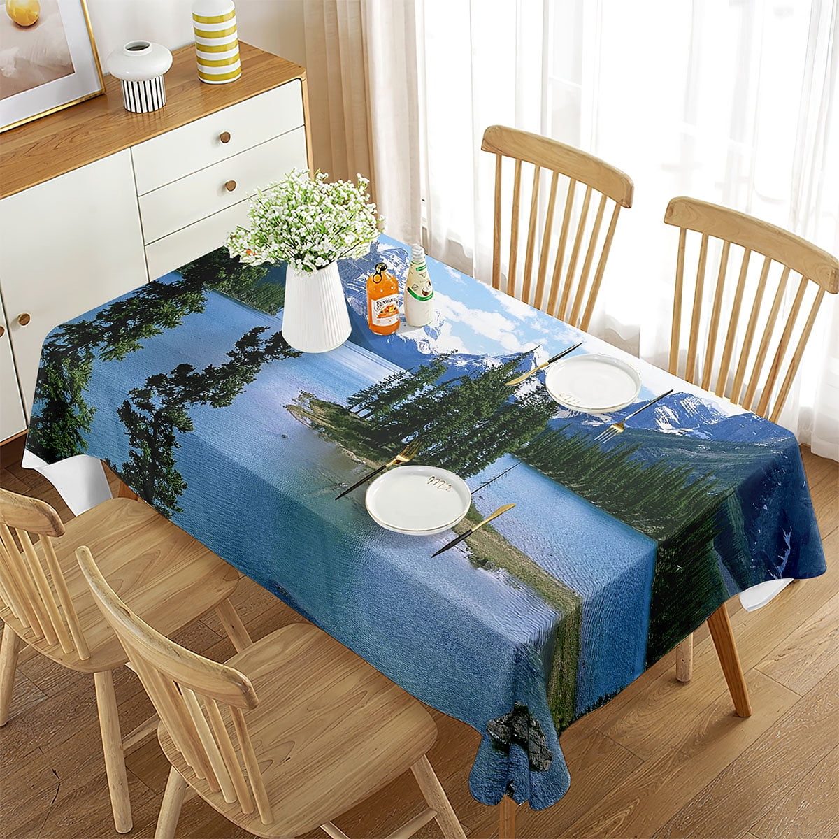3D Square Tablecloth Grassland Snow Mountain Scenery Waterproof Table ...