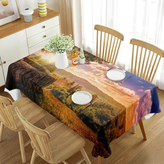 3D Square Tablecloth Grassland Snow Mountain Scenery Waterproof Table ...