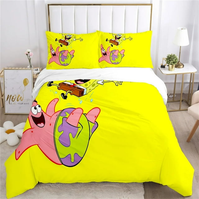 3D SquarePants Quilt Duvet 3D HD Spongebob Patrick Star Bedding Set 2/3 ...