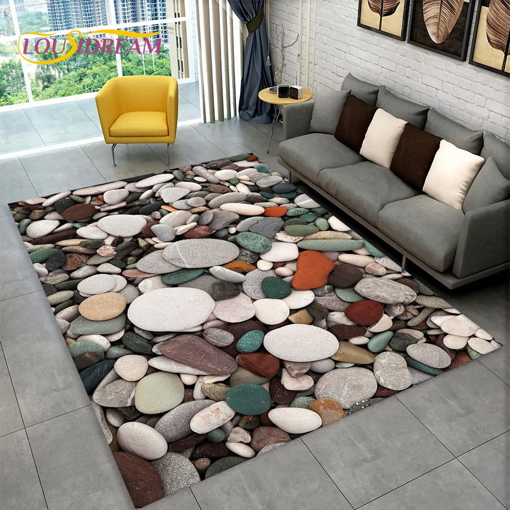 3D St Footprint Beach Pebbles Area Rug Carpet Rug for Home Living Room ...
