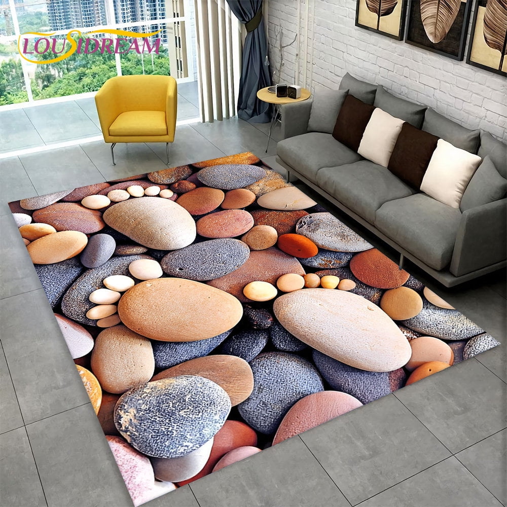 3D St Footprint Beach Pebbles Area Rug Carpet Rug for Home Living Room ...