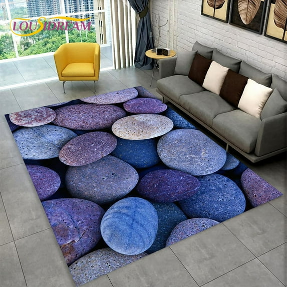 3D St Footprint Beach Pebbles Area Rug Carpet Rug for Home Living Room ...