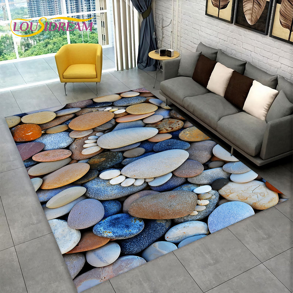 3D St Footprint Beach Pebbles Area Rug Carpet Rug for Home Living Room ...