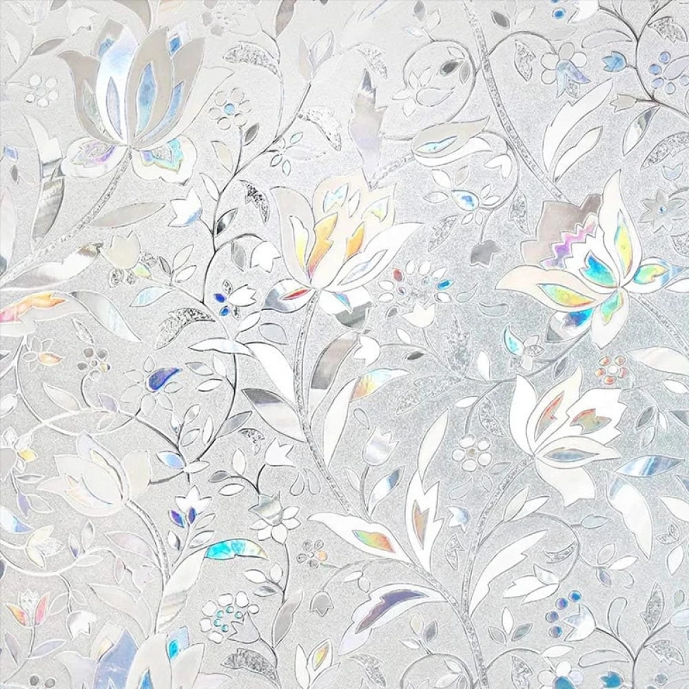 3D Stained Glass Window Film Anti Look Frosted Vinyl Privacy Stickers ...