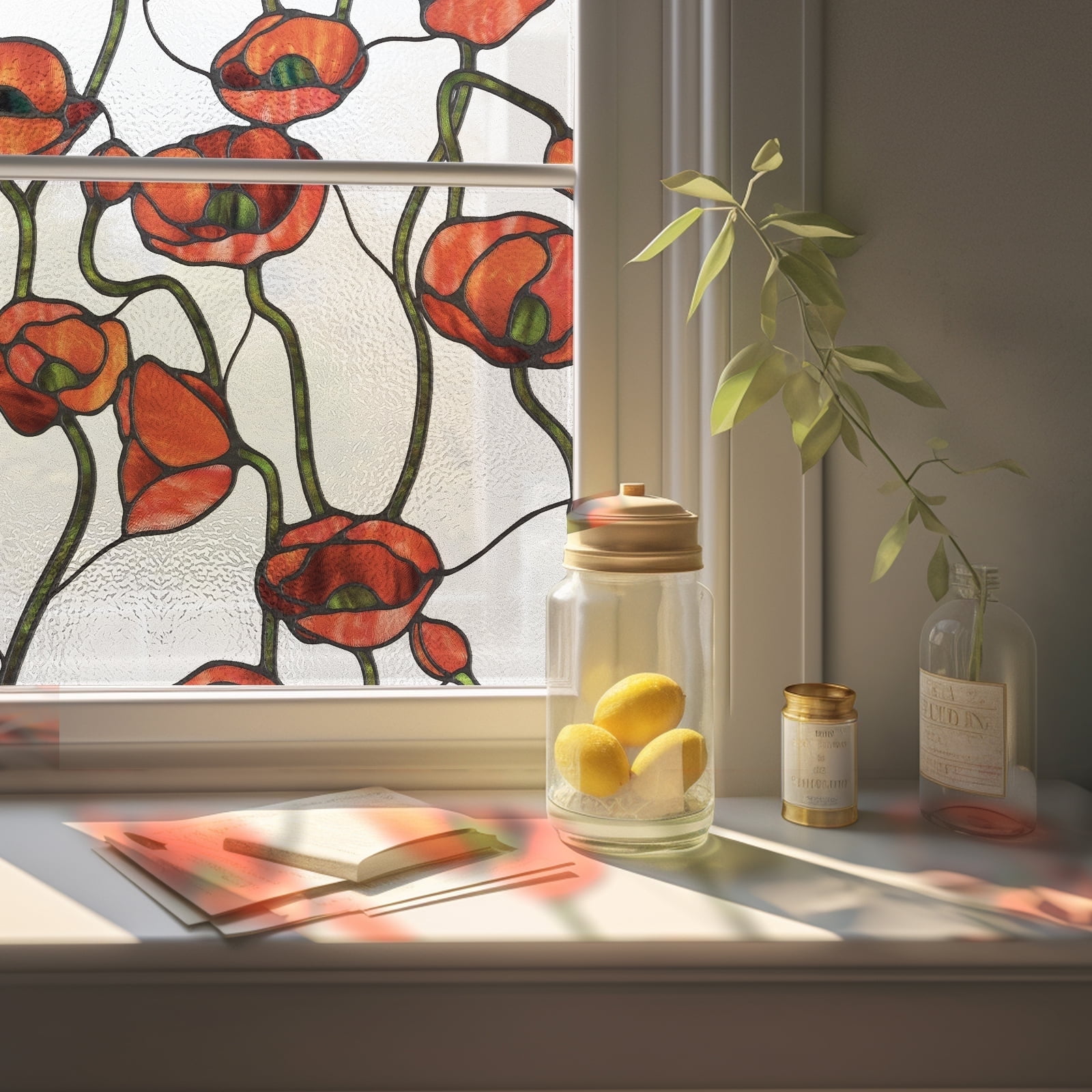 Fancy-Fix 3D Stained Glass Window Film for Home, Front Door, Privacy ...