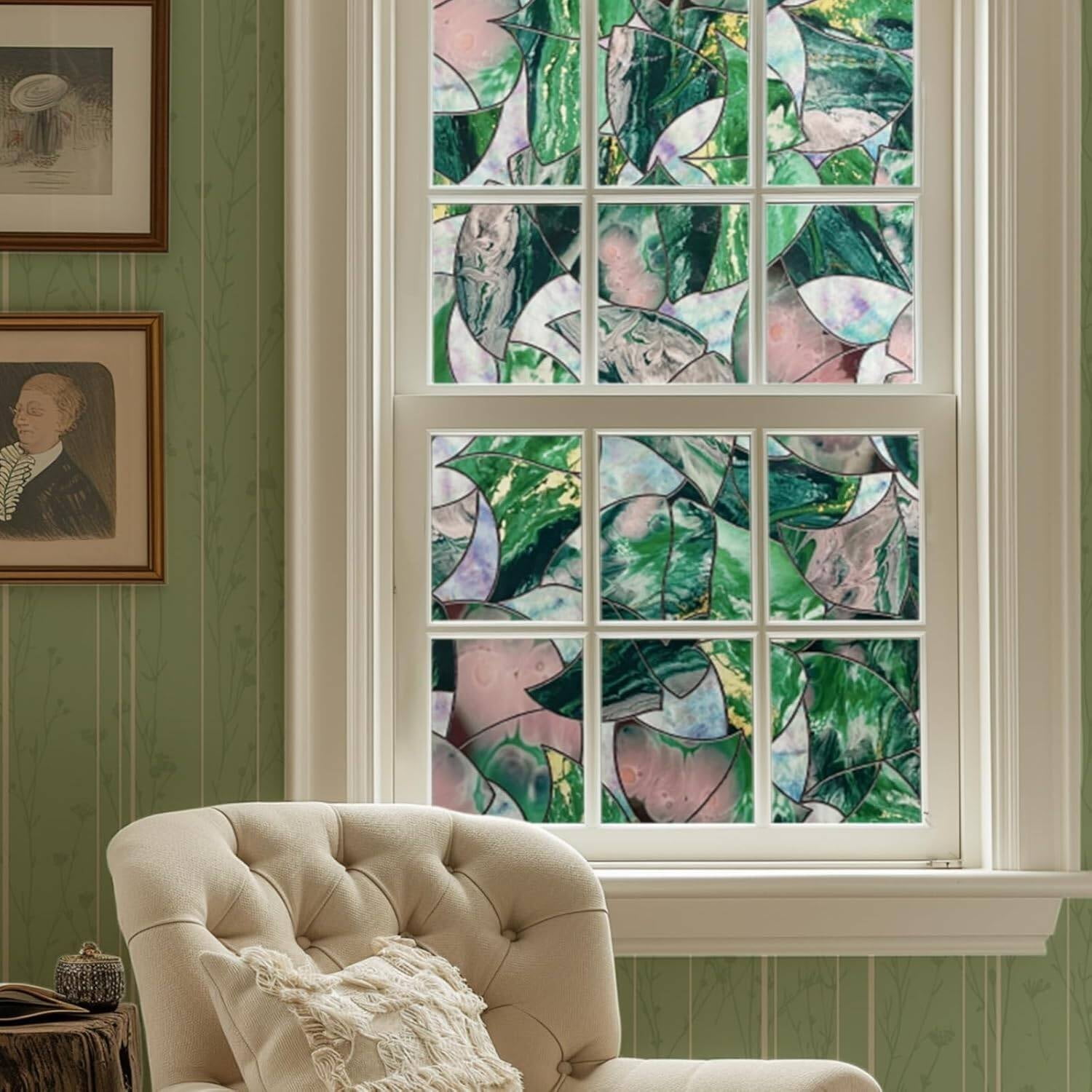 3D Stained Glass Window Film, Decorative Window Privacy Film for ...