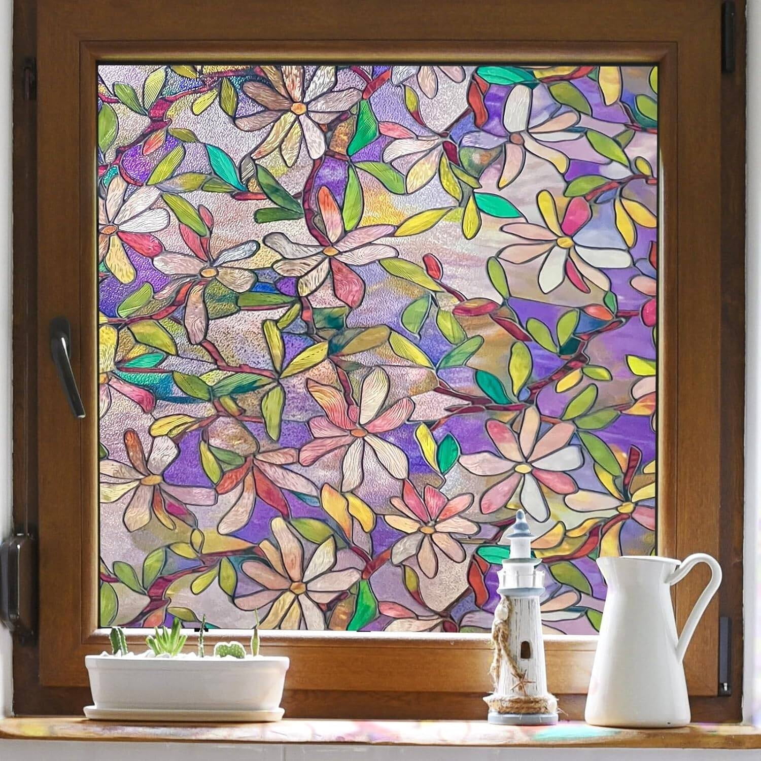 3D Stained Glass Window Privacy Film,Static Cling Removable Window ...