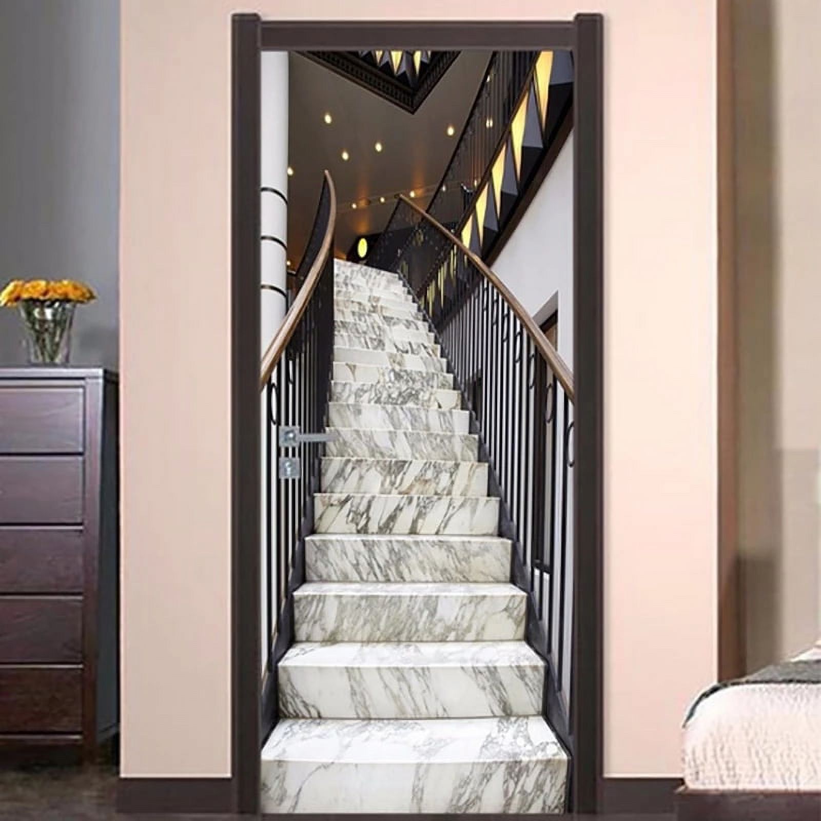 3D Stair Door Sticker For Bedroom Living Room Vinyl Waterproof Home ...