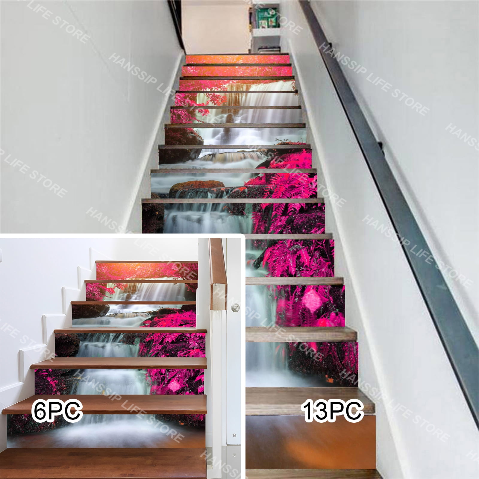 3D Stair Stickers Island Beach Coconut Tree Steps Riser Cover rations ...