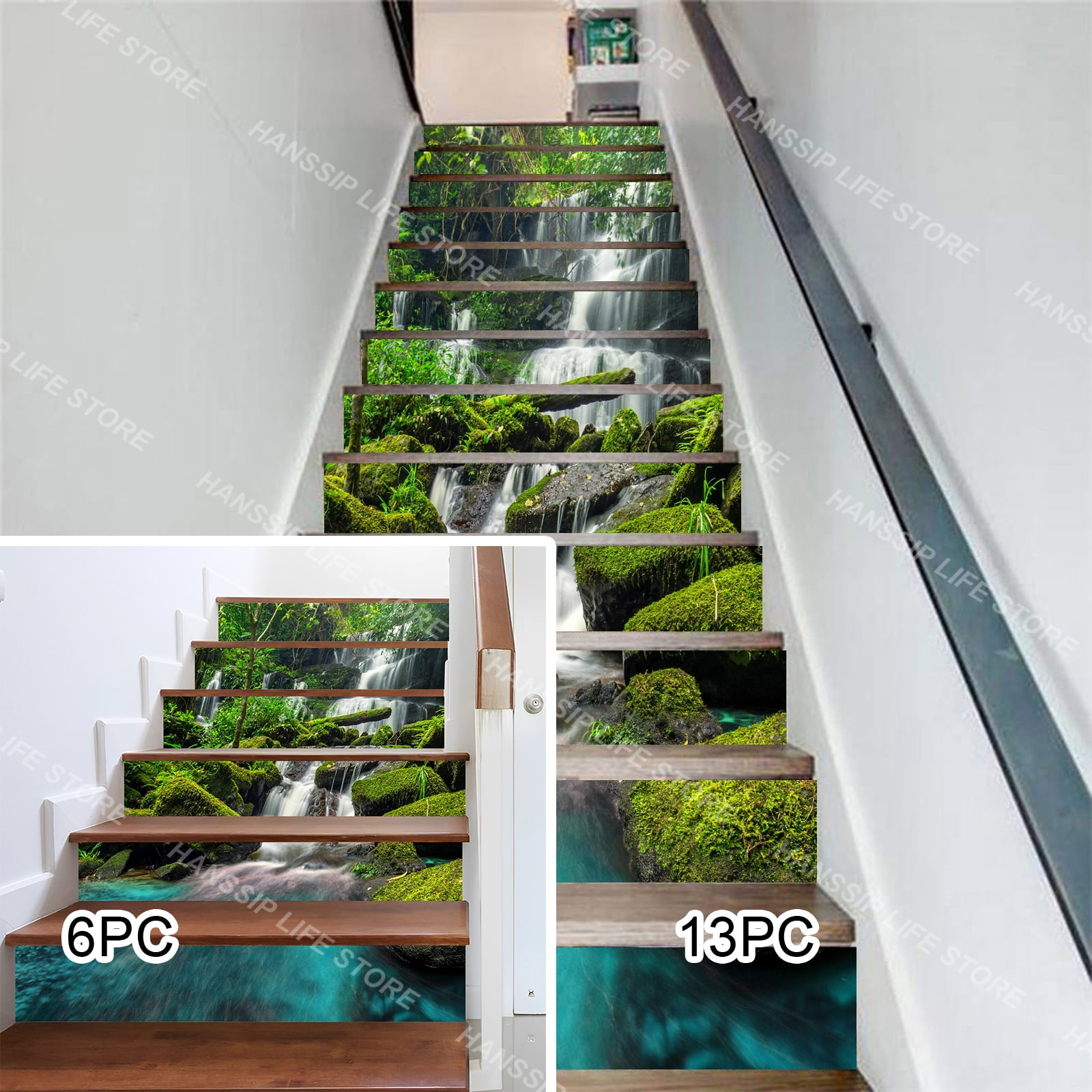 3D Stair Stickers Island Beach Coconut Tree Steps Riser Cover rations ...