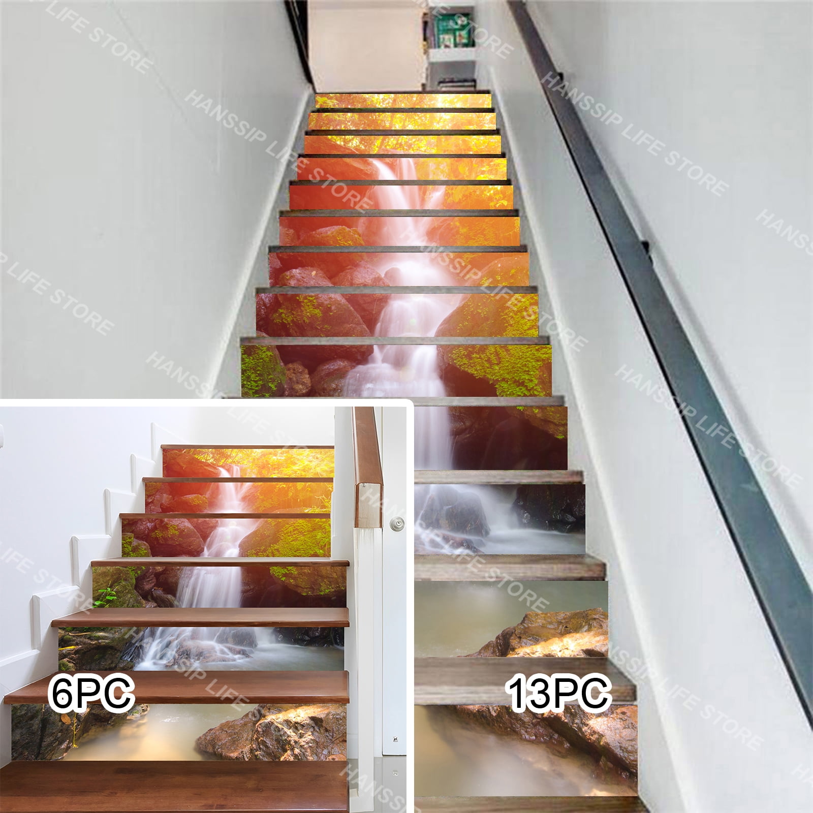 3D Stair Stickers Island Beach Coconut Tree Steps Riser Cover rations ...