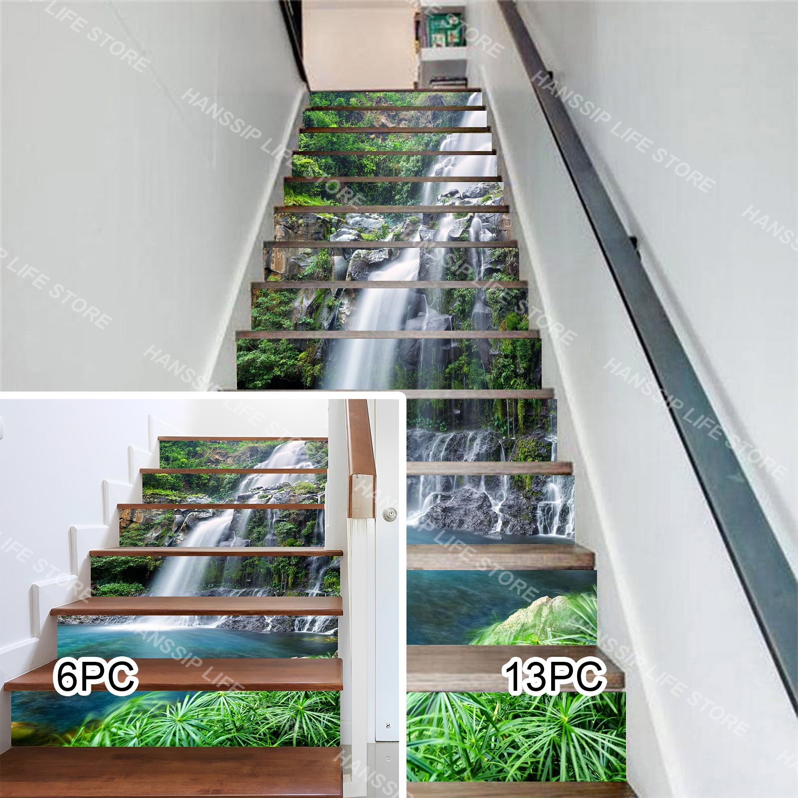 3D Stair Stickers Island Beach Coconut Tree Steps Riser Cover rations ...