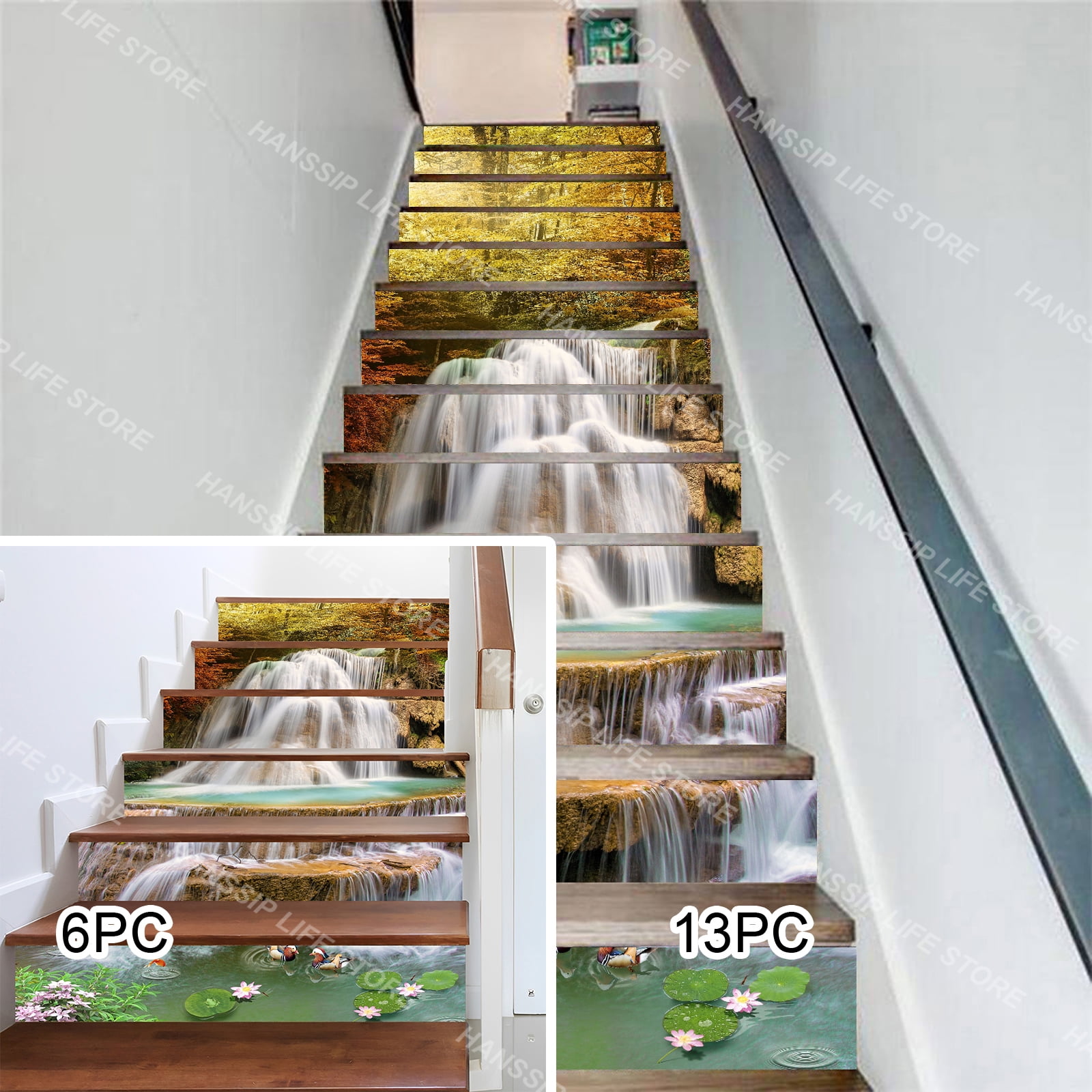 3D Stair Stickers Island Beach Coconut Tree Steps Riser Cover rations ...