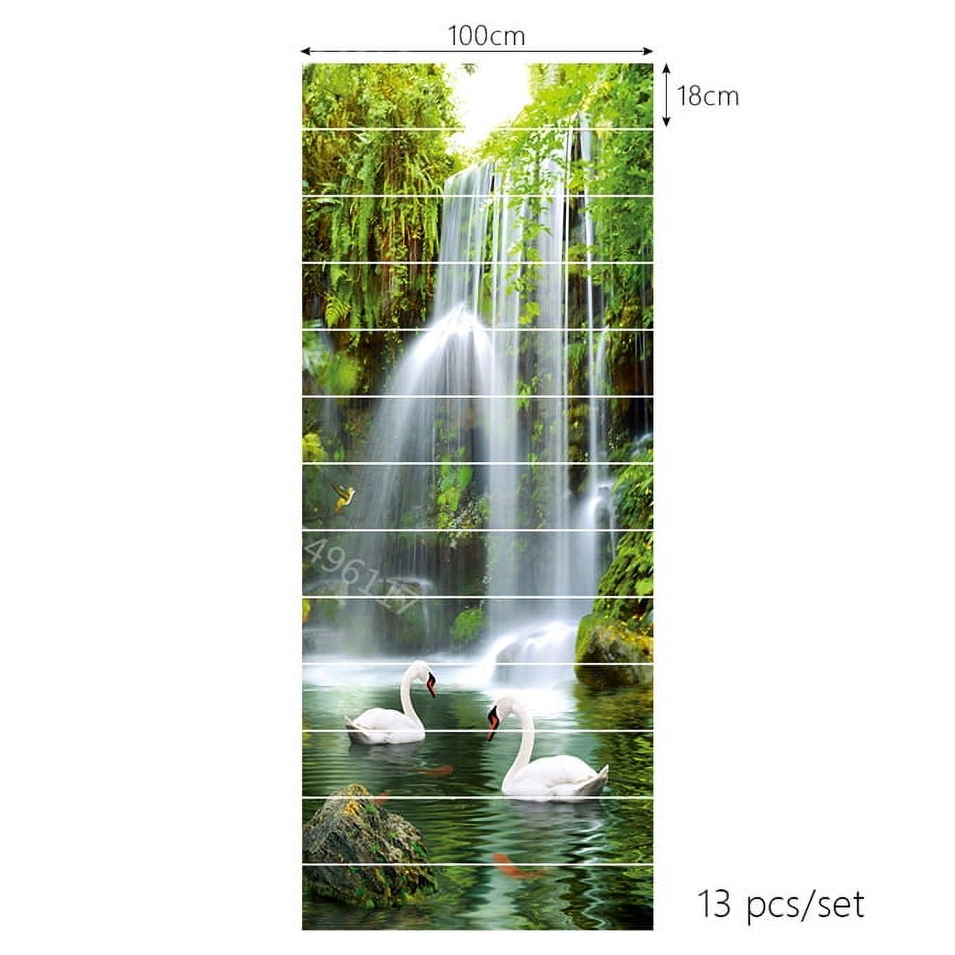 3D Stairs Stickers Flowing Water Waterfall Scenery Steps rative Decals ...