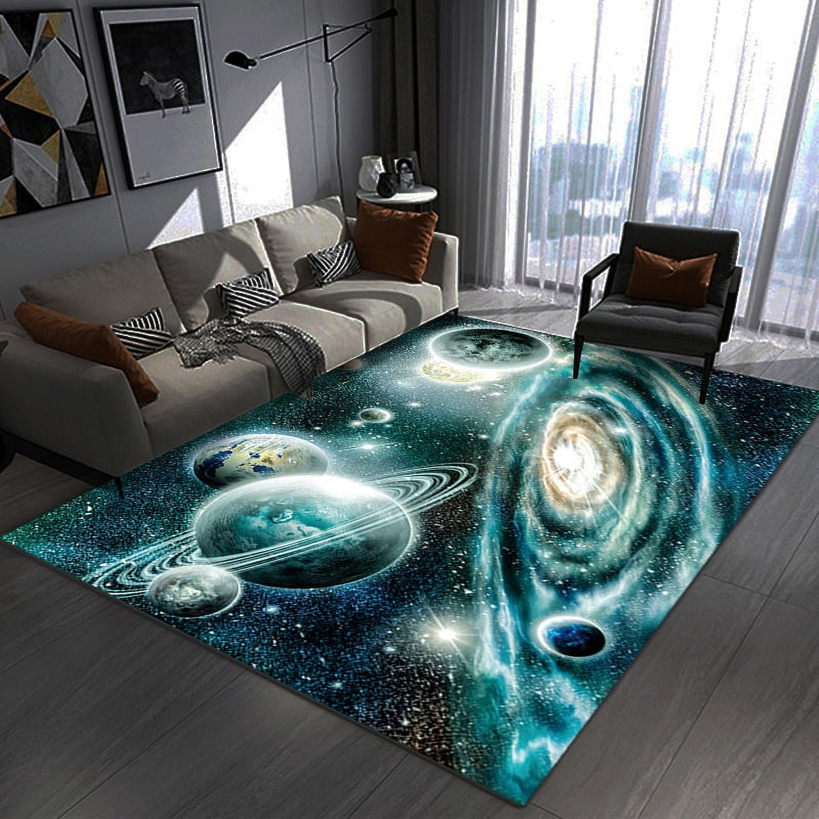 3D Star Sky Printed Carpets For Kids Room Bedside Play Mat Soft Flannel ...