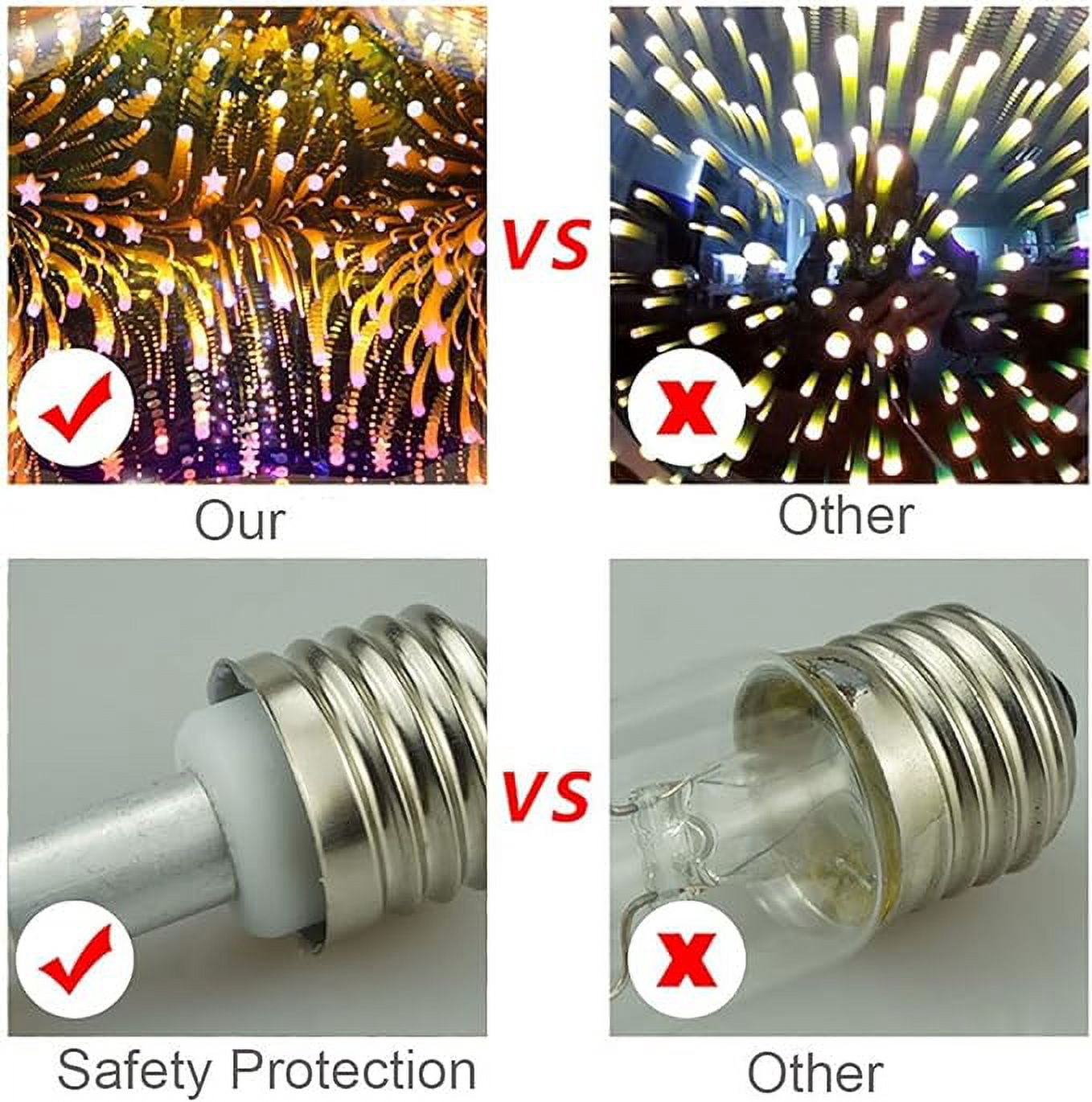 3D Starry Bulb Fireworks Light Bulb, 3W Warm White Light E26 AC 110 ...