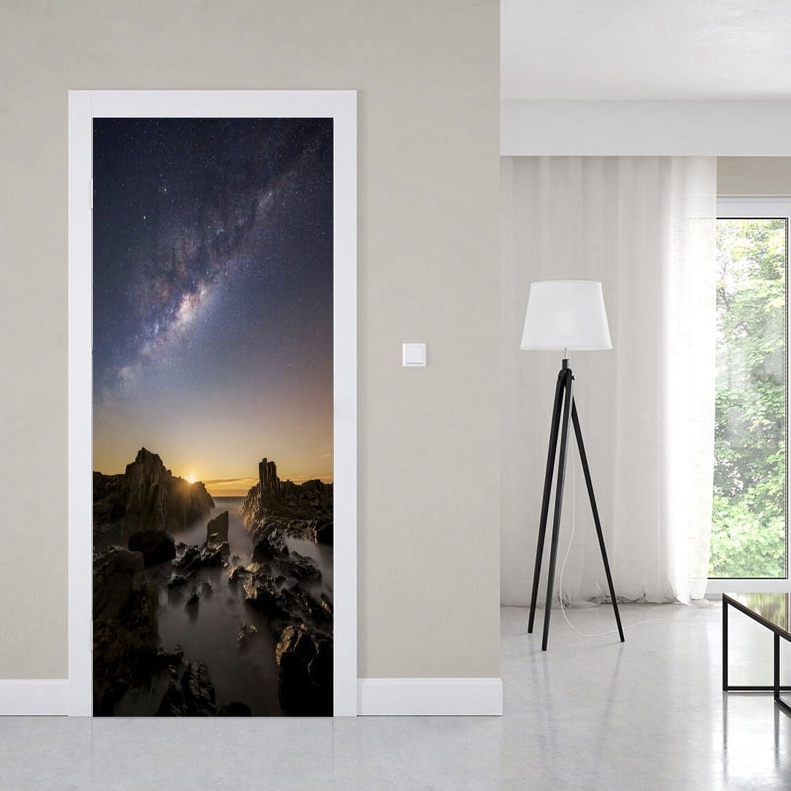 3D Starry Sky Galaxy Background Creative Door Sticker Old House ...