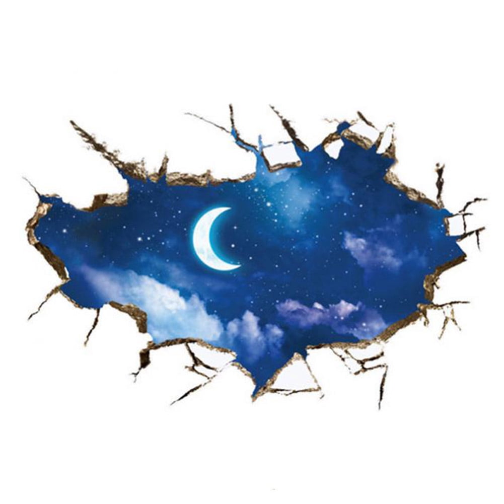3D Starry Sky Removable Wall Decals Stickers for Bedroom Living Room TV ...