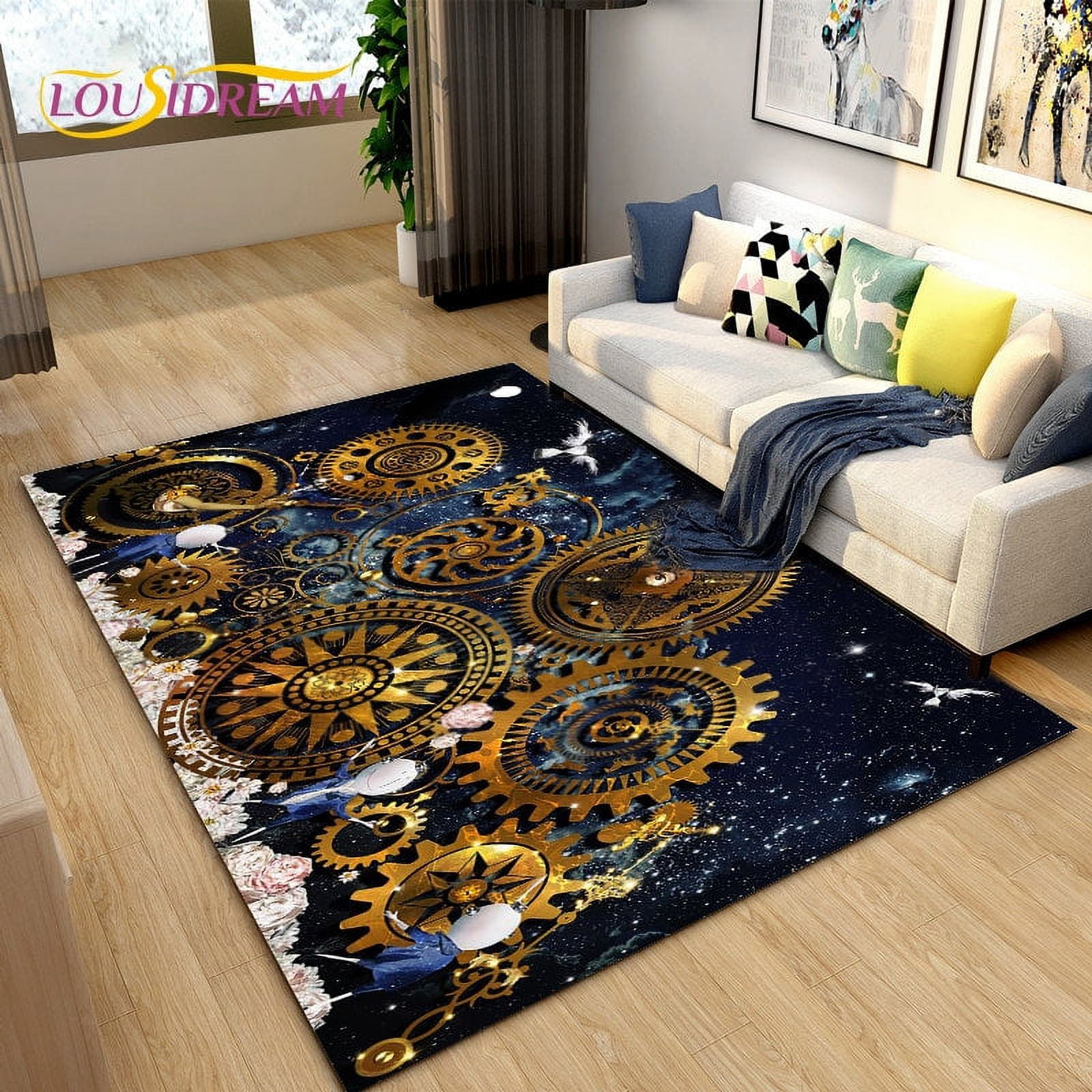 3D Steampunk Mechanical Cogs Gears Area Rug Large Carpet Rug for Living ...