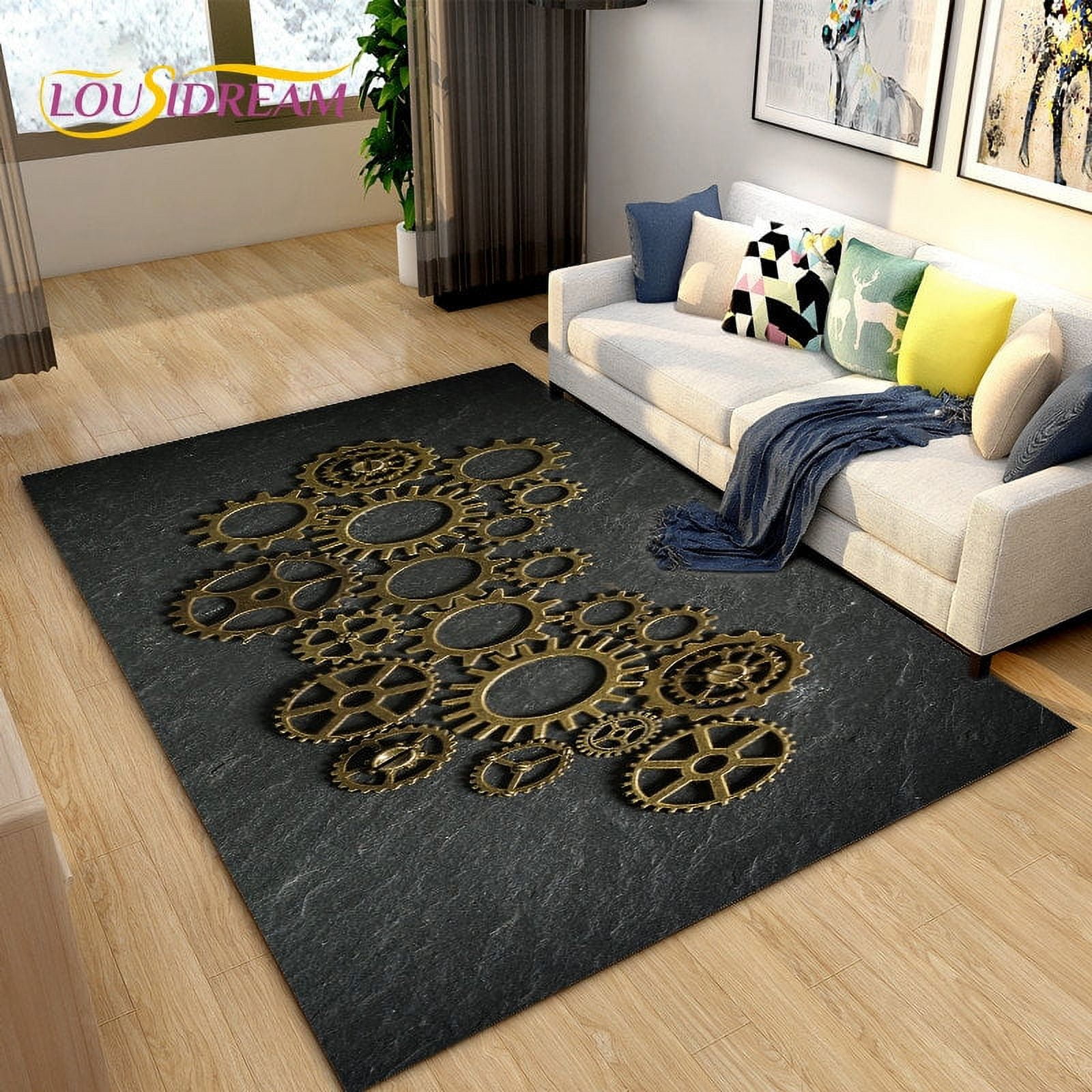 3D Steampunk Mechanical Cogs Gears Area Rug Large Carpet Rug for Living ...