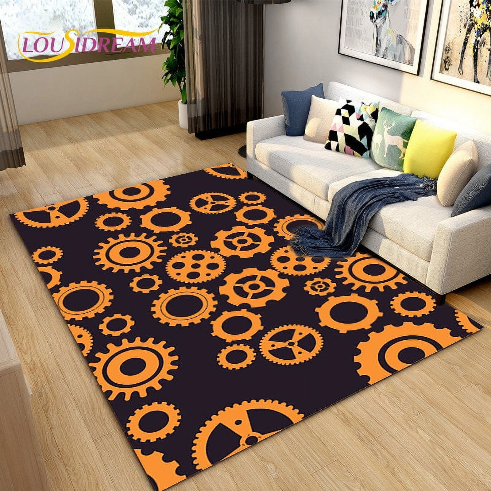 3D Steampunk Mechanical Cogs Gears Area Rug Large Carpet Rug for Living ...