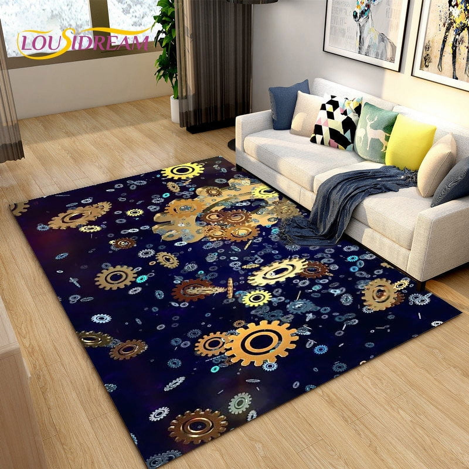 3D Steampunk Mechanical Cogs Gears Area Rug Large Carpet Rug for Living ...