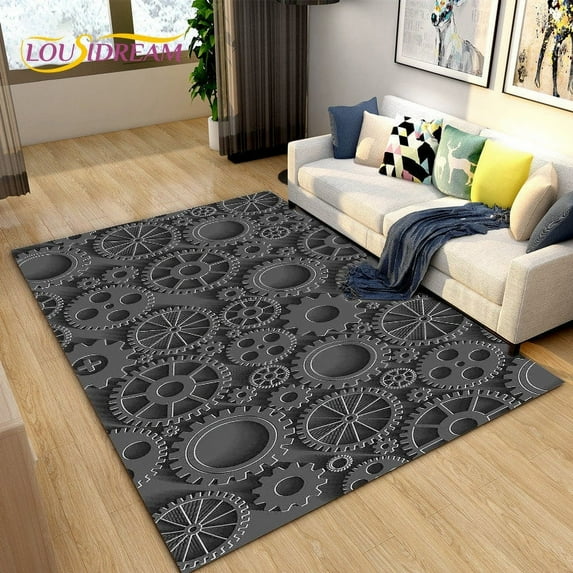 3D Steampunk Mechanical Cogs Gears Area Rug Large Carpet Rug for Living ...