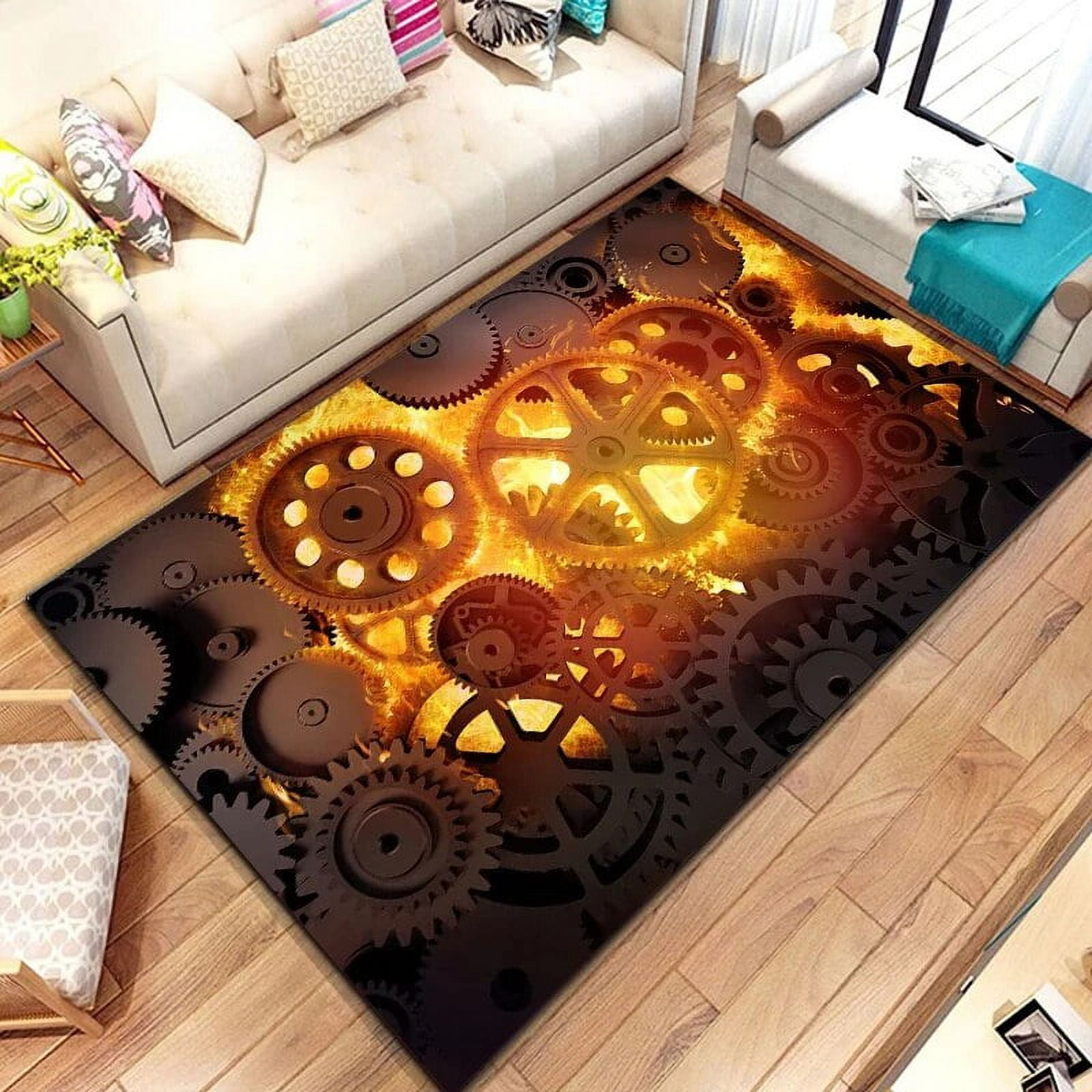 3D Steampunk Mechanical Cogs Gears Area Rug Large Carpet Rug for Living ...