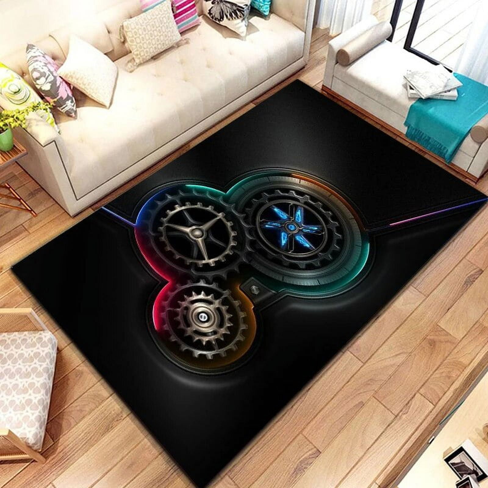 3D Steampunk Mechanical Cogs Gears Area Rug Large Carpet Rug for Living ...