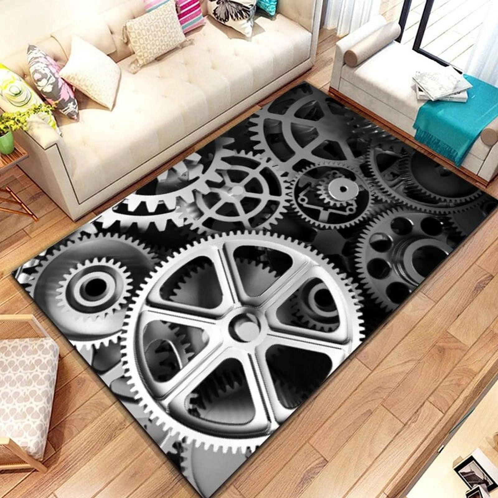 3D Steampunk Mechanical Cogs Gears Area Rug Large Carpet Rug for Living ...