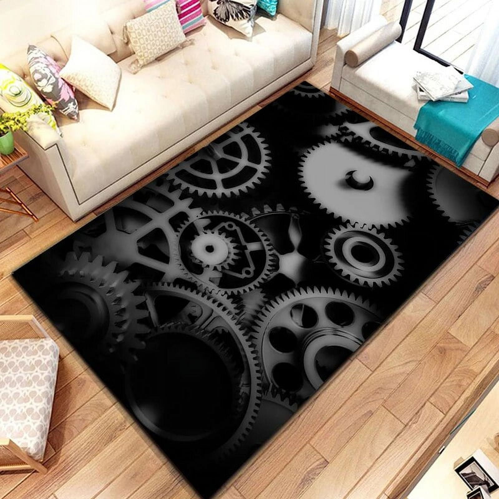 3D Steampunk Mechanical Cogs Gears Area Rug Large Carpet Rug for Living ...